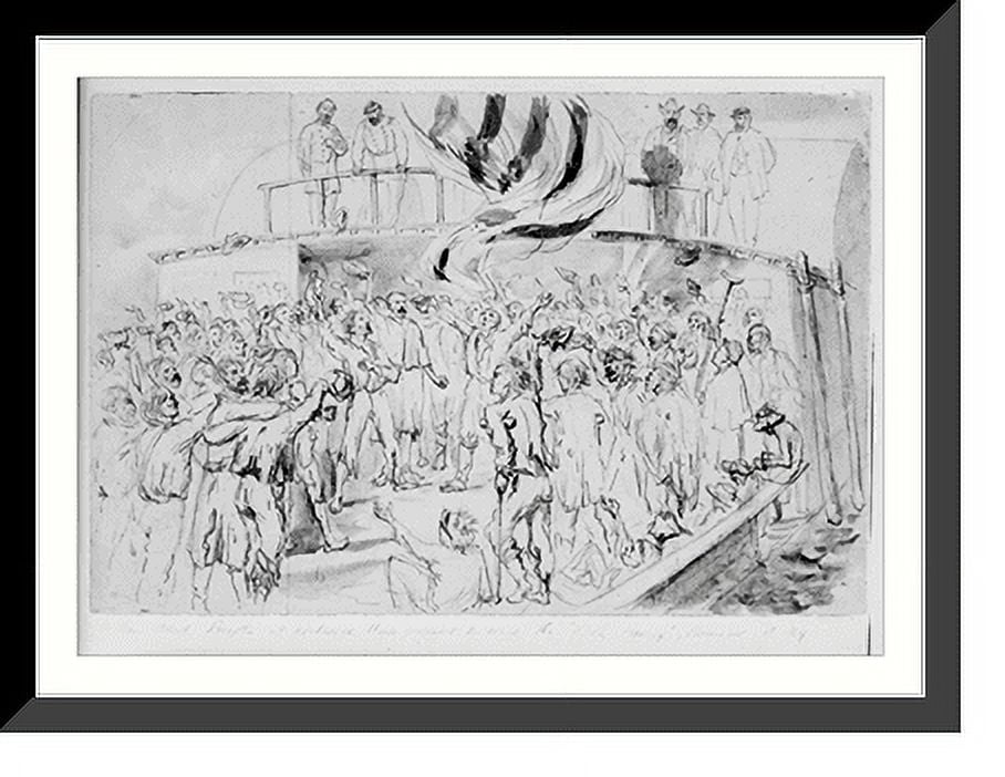 Historic Framed Print, Exchanged (Union) Prisoners on board the liza ...