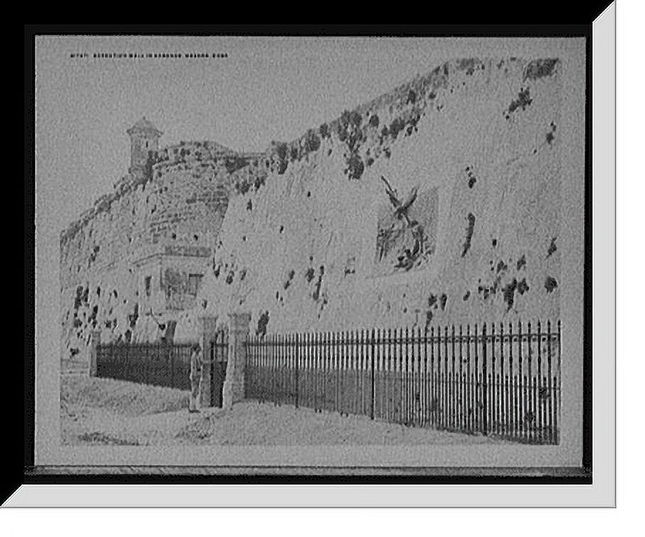 Historic Framed Print, Execution Wall in Cabanas, Havana, Cuba, 17-7/8 ...