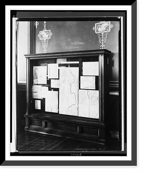 Historic Framed Print, [Exhibit of maps drawn by General George ...