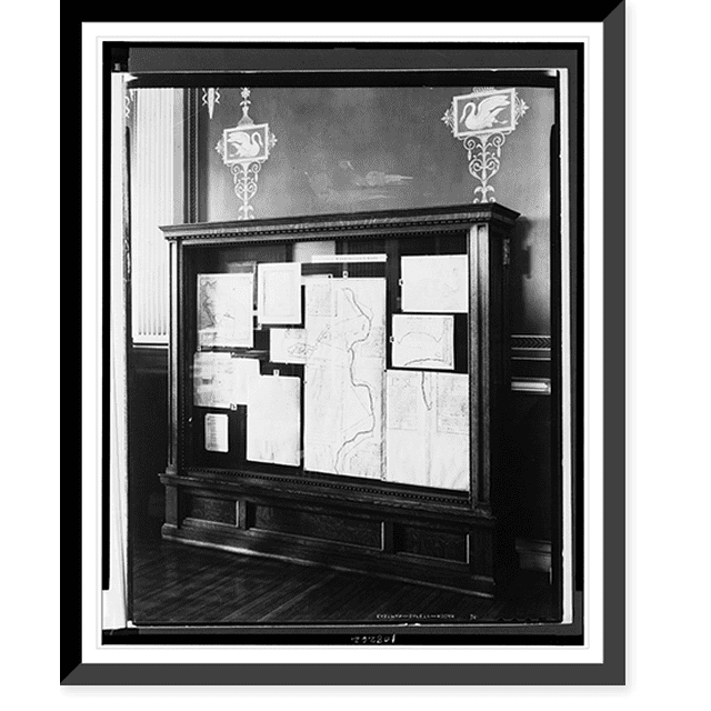 Historic Framed Print, [Exhibit of maps drawn by General George ...