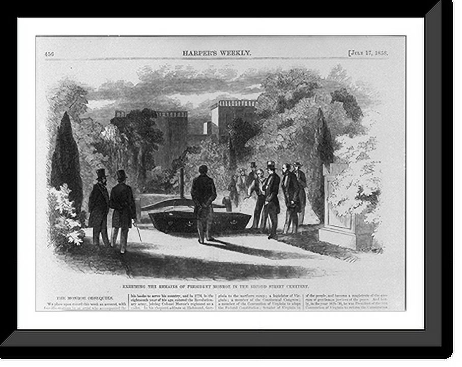 Historic Framed Print, Exhuming the remains of President Monroe in the ...