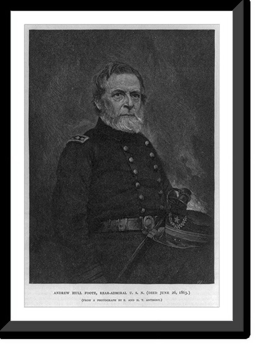 Historic Framed Print, Explosion of a gun on board the CARONDELET ...