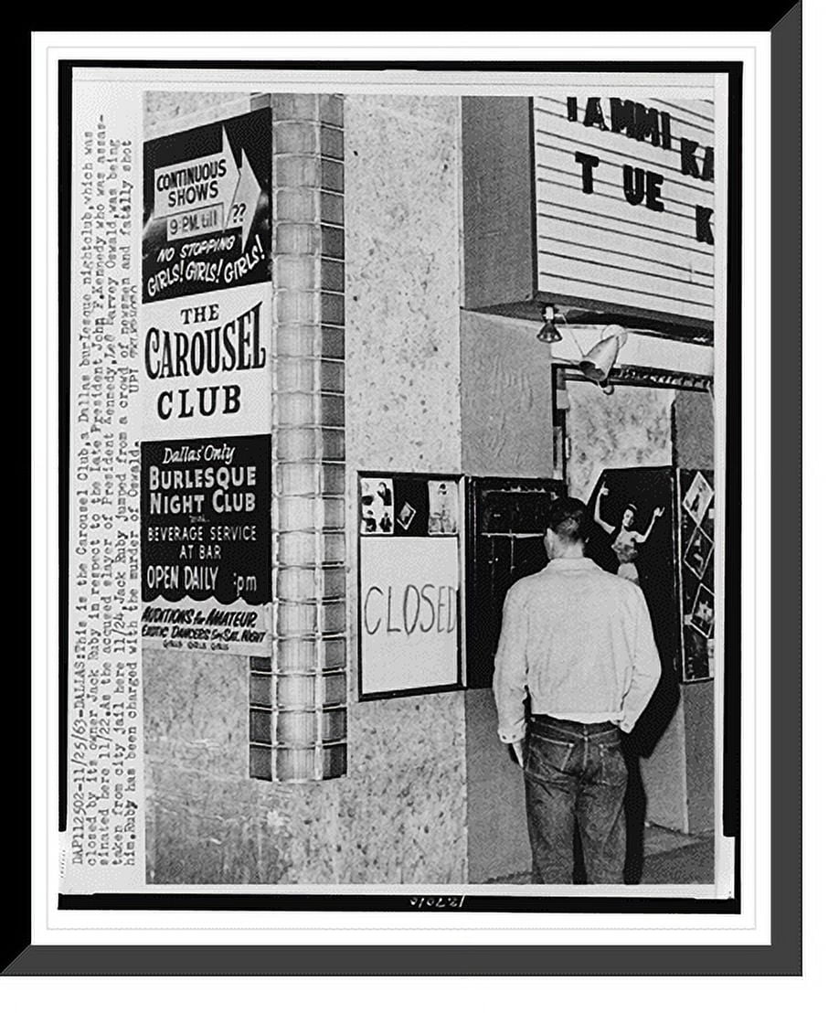 Historic Framed Print, [Exterior view of Jack Ruby's Carousel Club ...