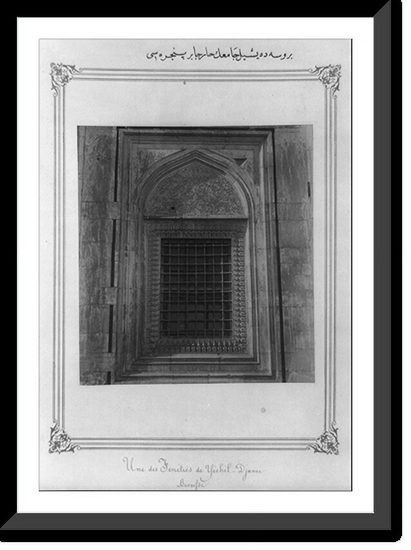 Historic Framed Print, [Exterior view of a window in the Yesil Cami ...