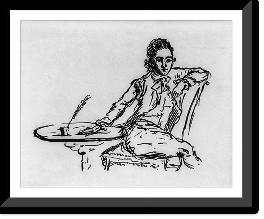 Historic Framed Print, Facsimile of Major John André's pen and ink sketch of himself made on the ...