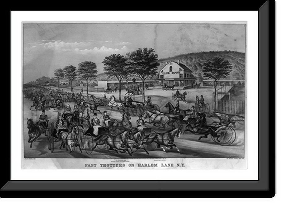 Historic Framed Print, Fast trotters on Harlem Lane, N.Y..J. Cameron ...