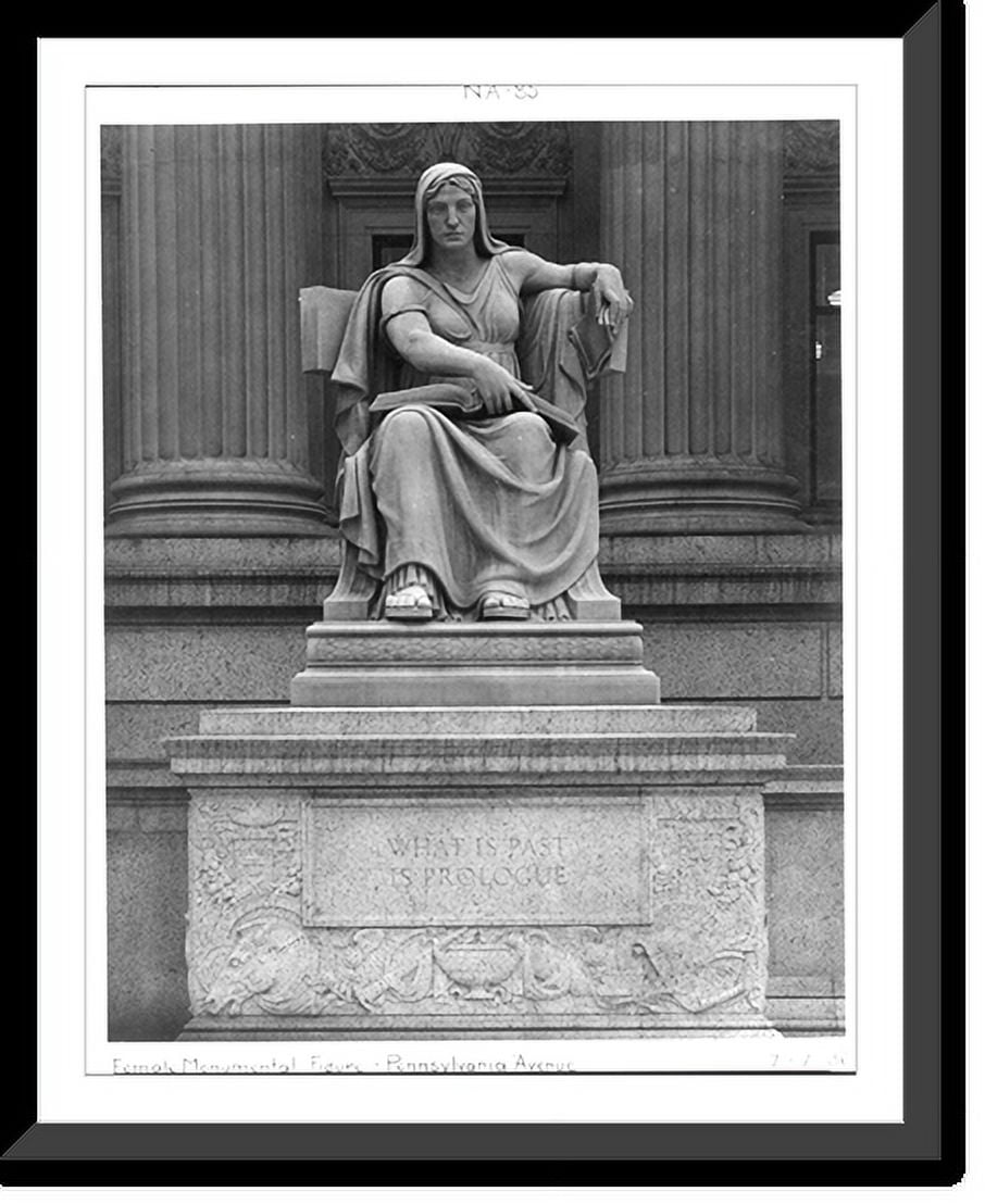 Historic Framed Print, [Female monumental figure, in front of the ...