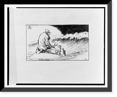 Historic Framed Print, [Fidel Castro building a sand castle on a tiny ...