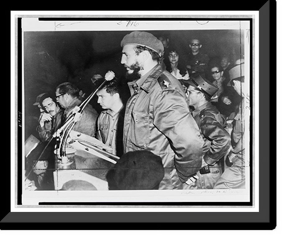 Historic Framed Print, [Fidel Castro, half-length portrait, facing left ...