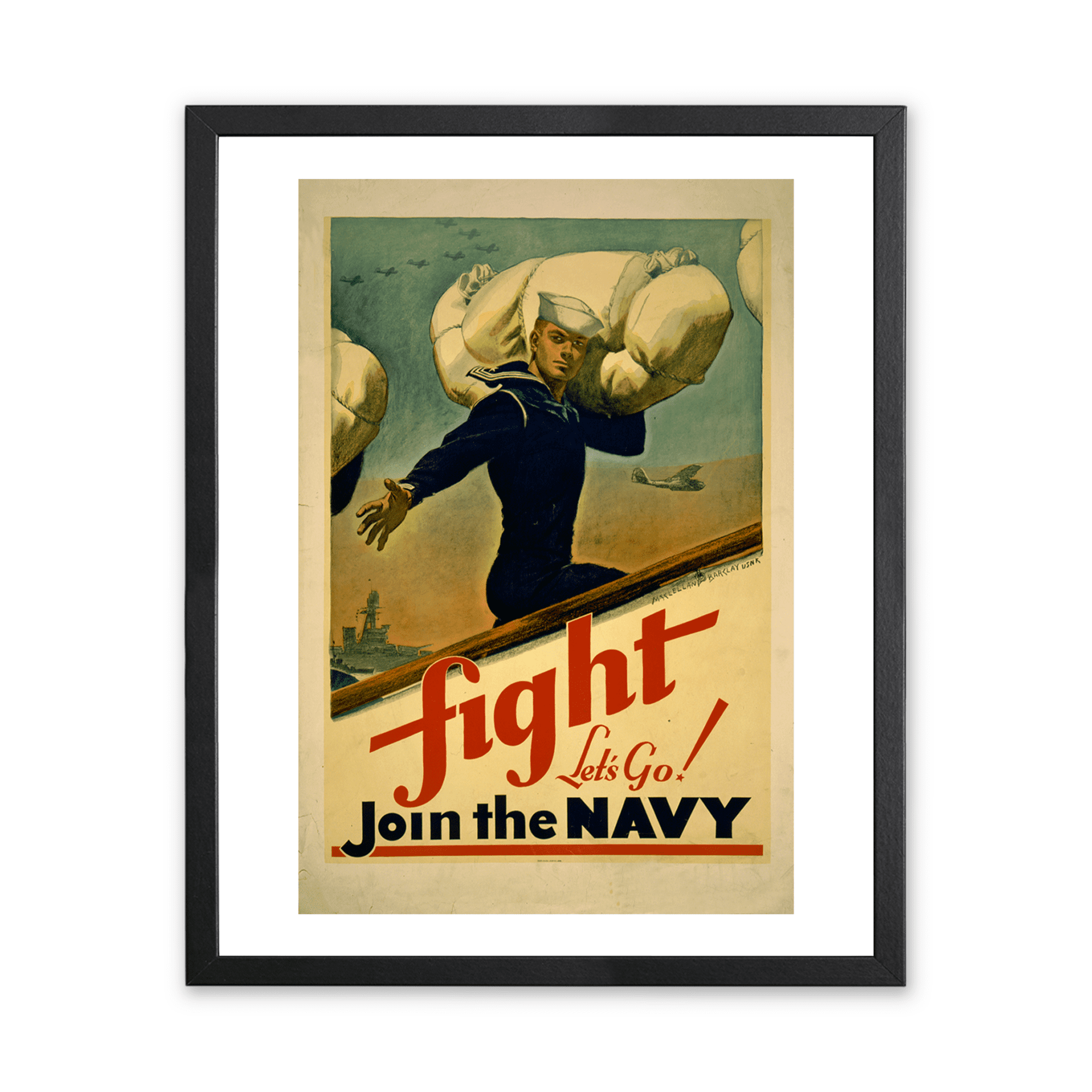 Historic Framed Print, Fight, let's go! Join the Navy.McClelland ...