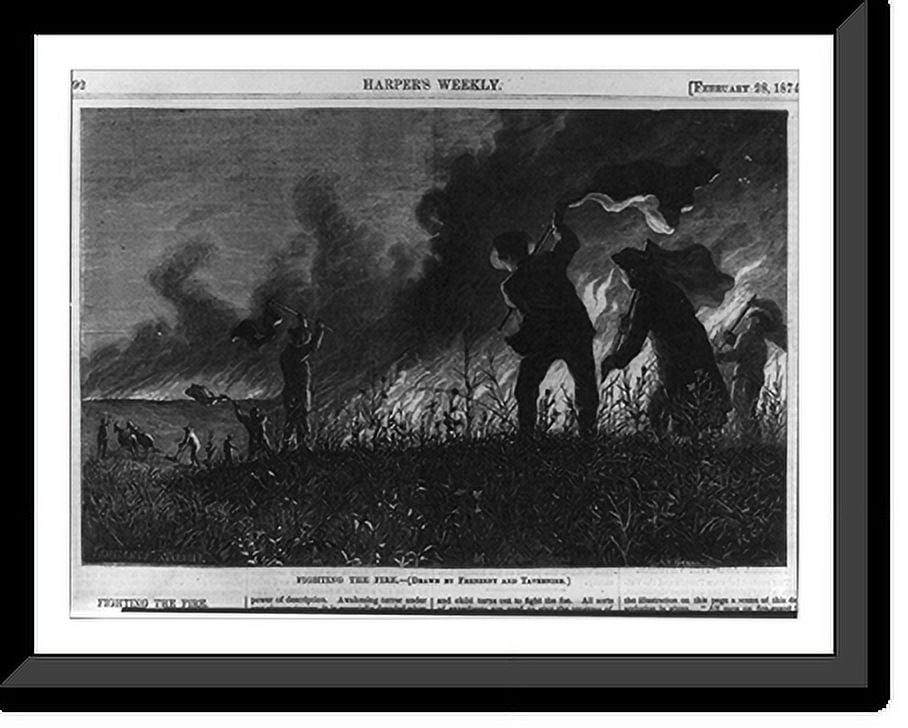 Historic Framed Print, Fighting the [prairie] fire, 17-7/8" x 21-7/8 ...
