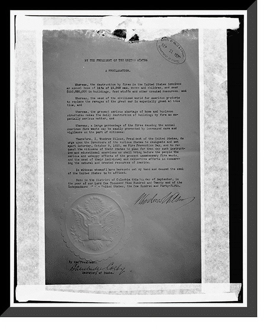 Historic Framed Print, Fire Prevention Day proclamation, 17-7/8" x 21-7 ...