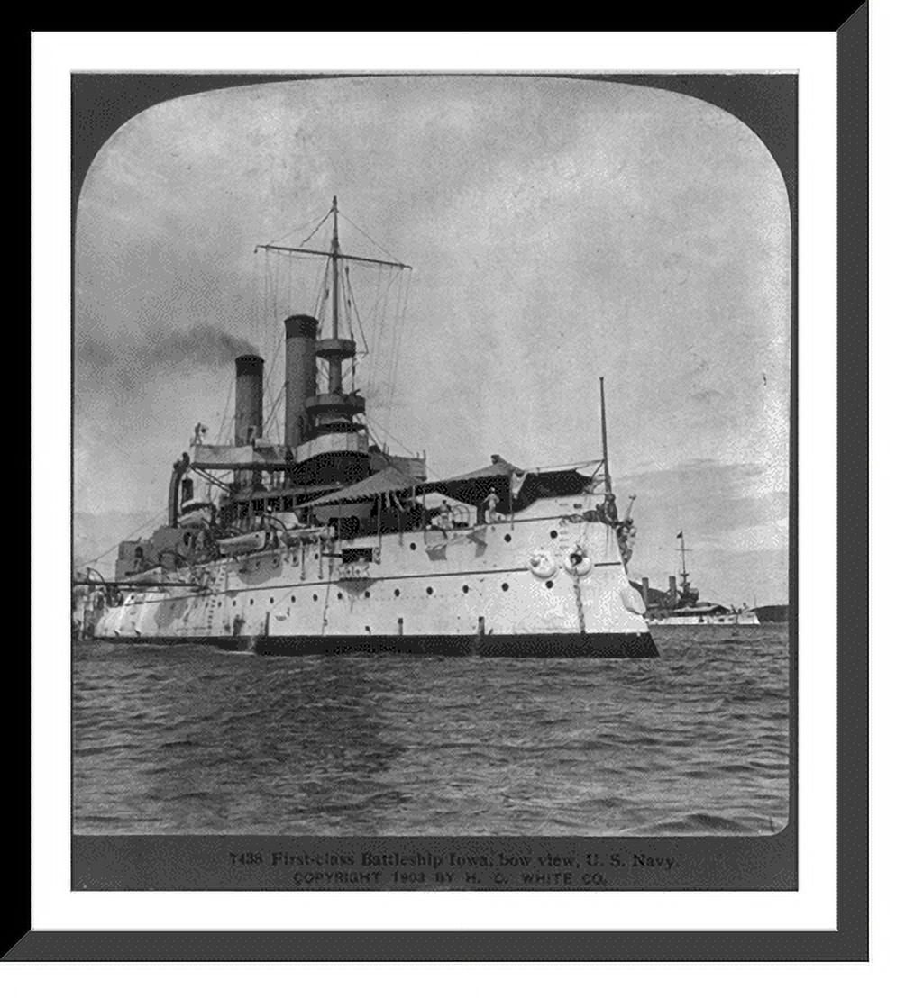 Historic Framed Print, First-class battleship IOWA, bow view, U.S. Navy ...