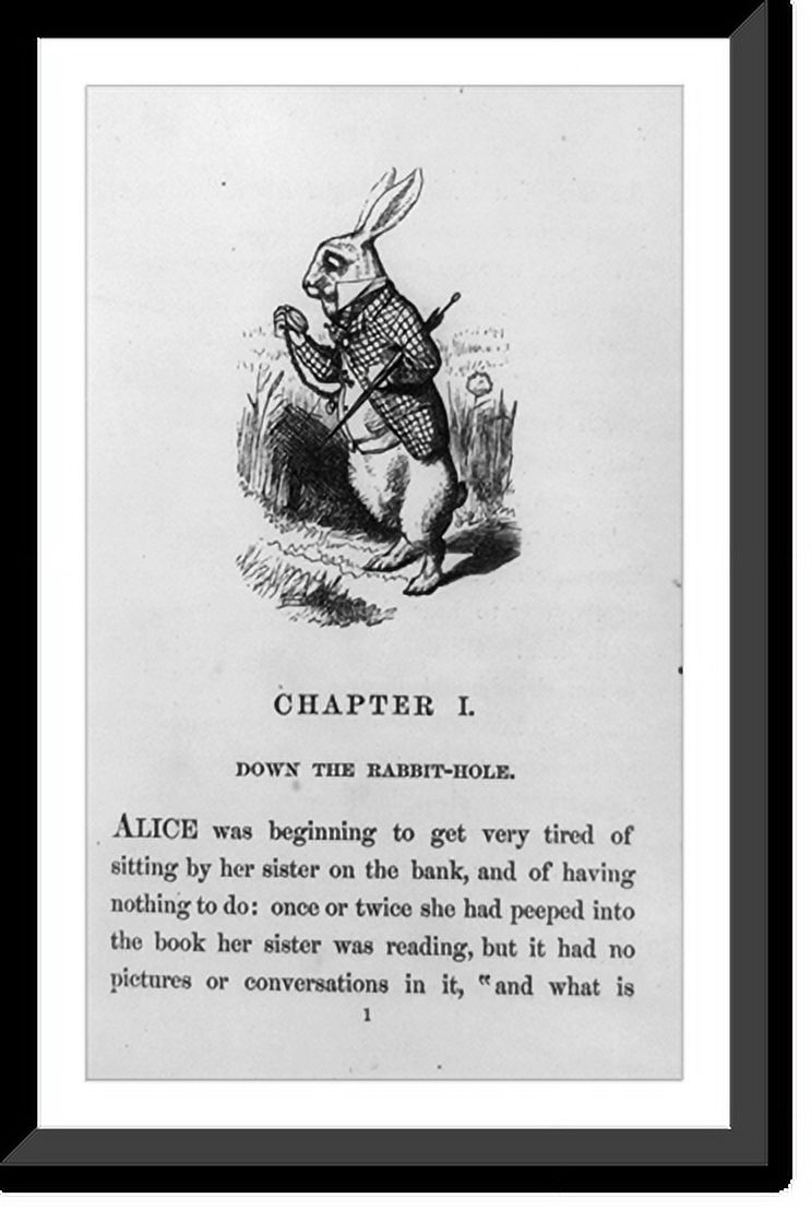 Historic Framed Print, [First page of chapter one of Lewis Carroll ...