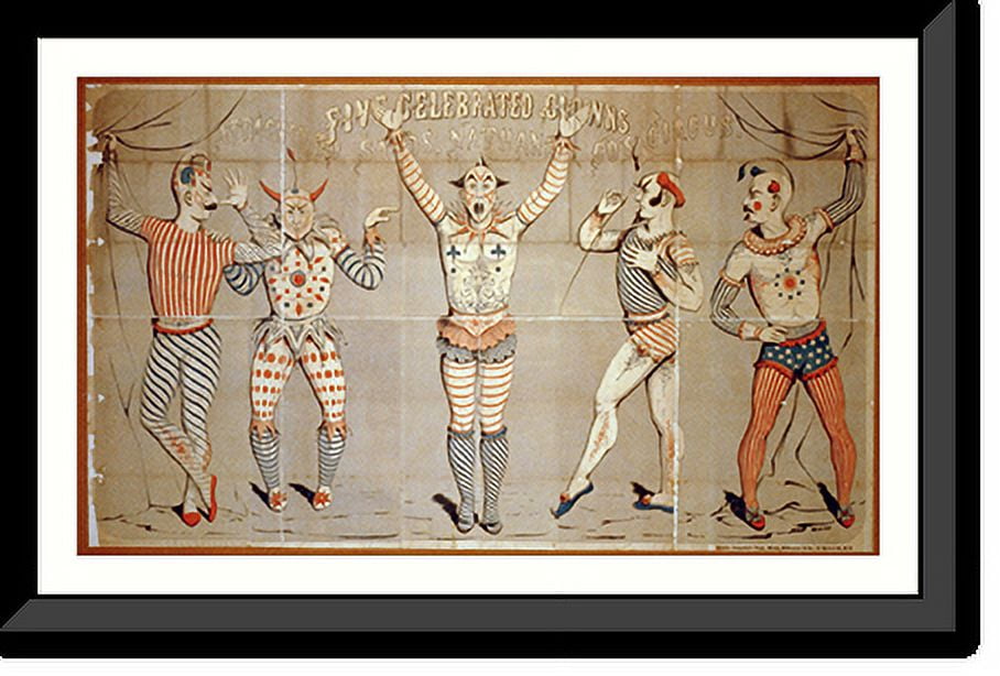 Historic Framed Print, Five celebrated clowns attached to Sands ...
