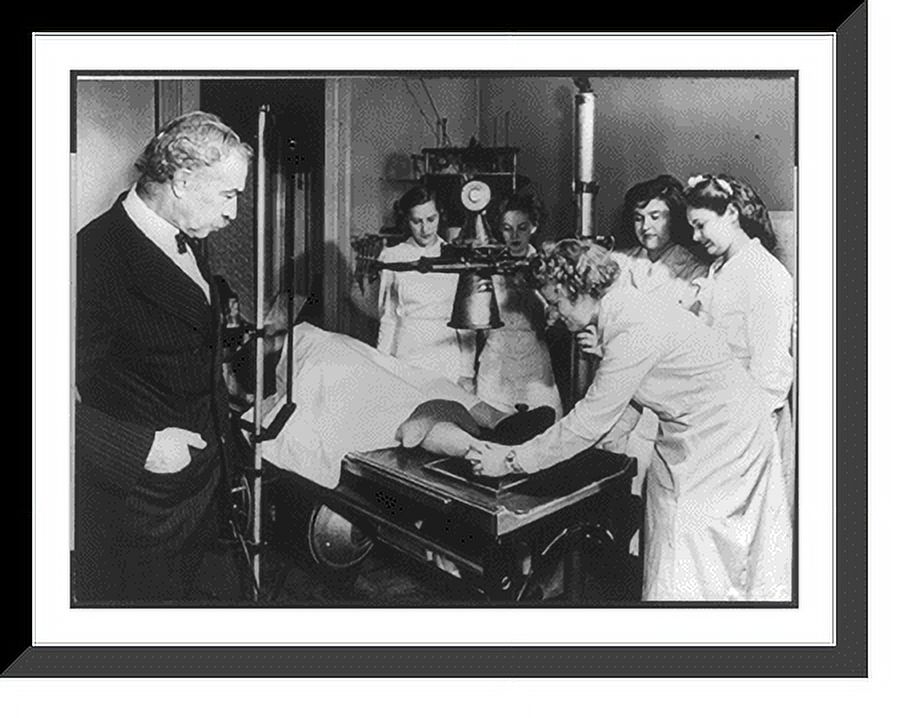 Historic Framed Print, [Five female students receiving instruction in ...