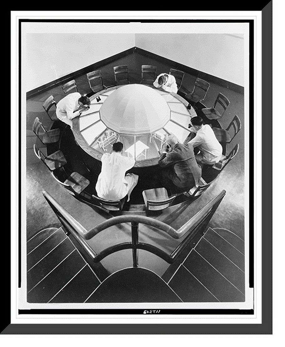 Historic Framed Print, [Five men, in observation room of eye institute ...