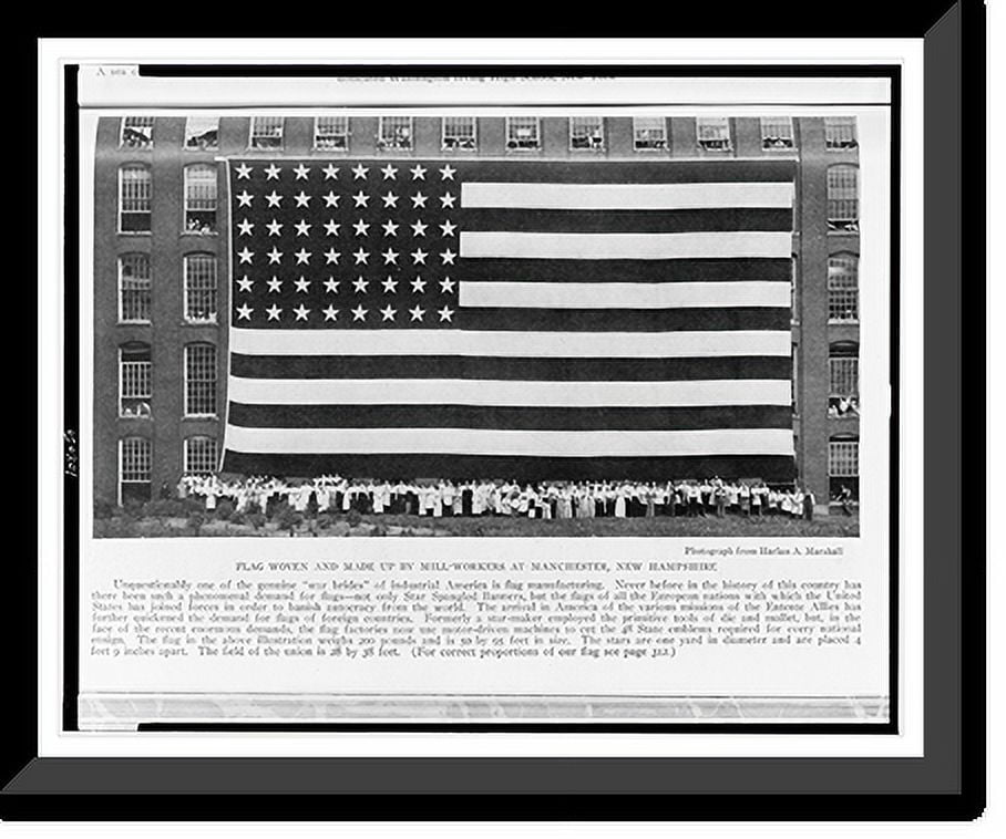 Historic Framed Print, Flag woven and made up by mill-workers at ...