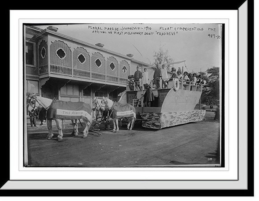 Historic Framed Print, Float representing arrival of first missionary ... Historic Framed Print, Float representing arrival of first missionary ...