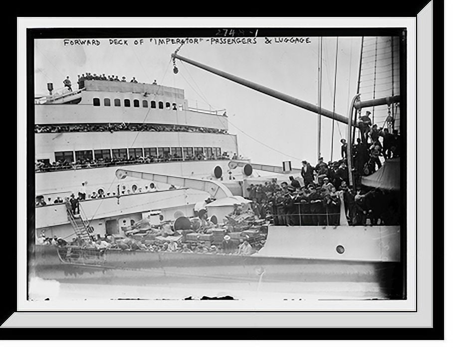 Historic Framed Print, Forward deck of IMPERATOR - Passengers and ...