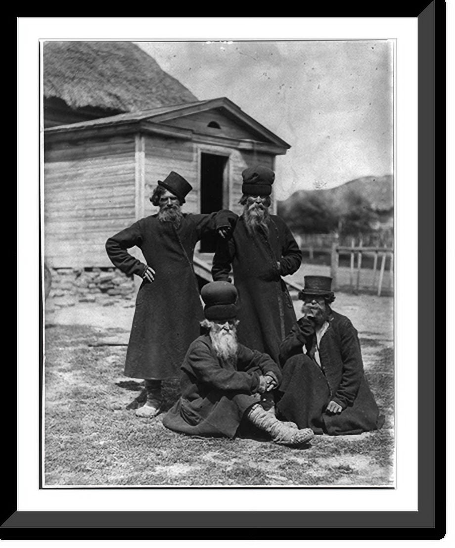 Historic Framed Print, Four Russian peasants from Orel region; wearing ...