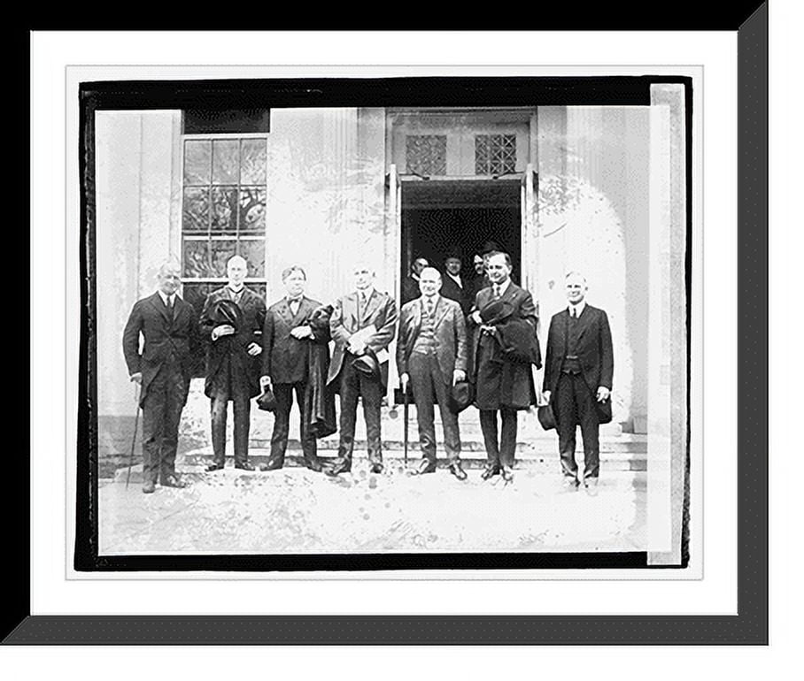 Historic Framed Print, [Frank Hagenbarth and group on steps of building ...