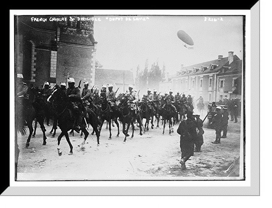Historic Framed Print, French Cavalry and Dirigible DUPUY DE LOME, 17-7 ...