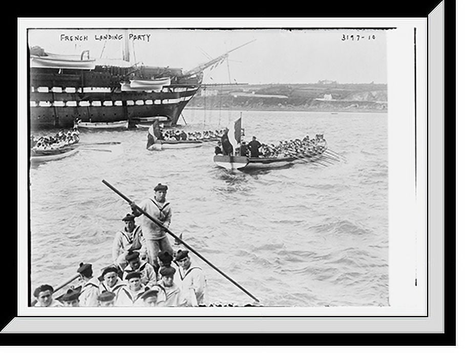 Historic Framed Print, French Landing party, 17-7/8" x 21-7/8 ...