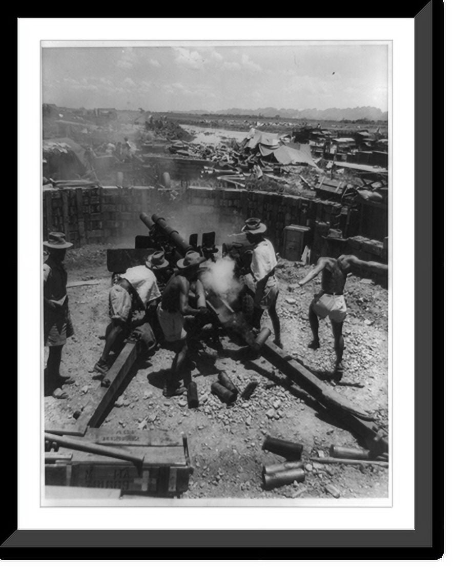 Historic Framed Print, French fire on Reds in Delta area, 17-7/8" x 21 ...