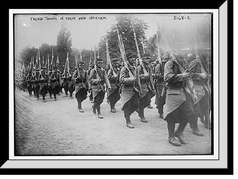 Historic Framed Print, French troops in their new uniforms, 17-7/8" x ...