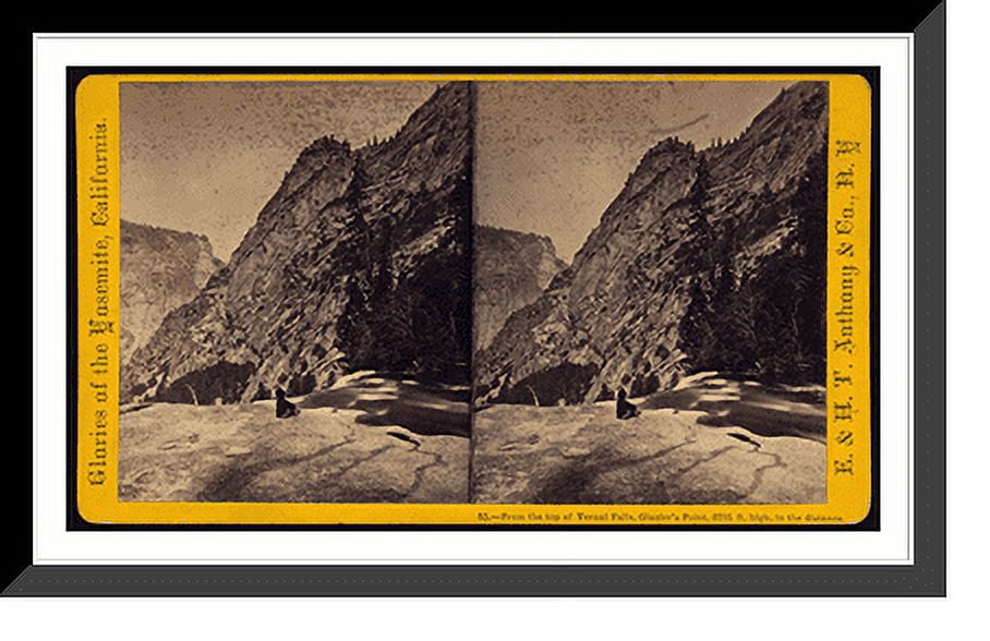 Historic Framed Print, From the top of Vernal Falls Glaciers Point 3705 ...