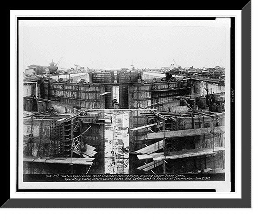 Historic Framed Print, Gatun upper locks. West chamber, looking north ...