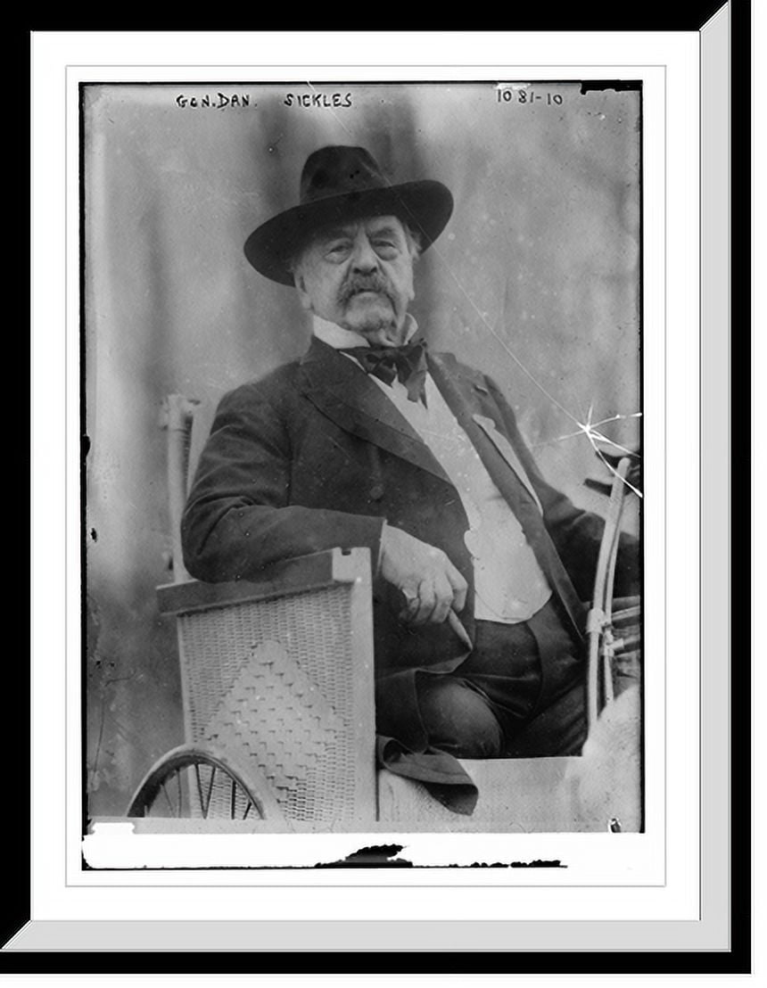 Historic Framed Print, Gen. Dan. Sickles in wheelchair, 17-7/8" x 21-7/ ...