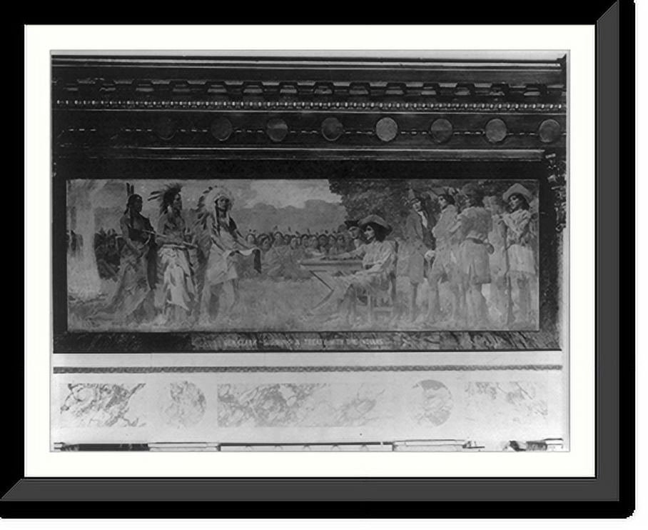 Historic Framed Print, Gen. [George Rogers] Clark signing a treaty with ...