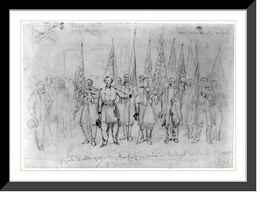 Historic Framed Print, Genl. Custer presenting the flags captured in ...