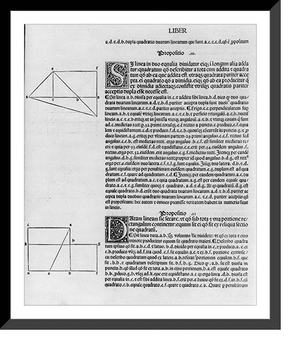 Historic Framed Print, [Geometric diagrams in margins of text of first ...