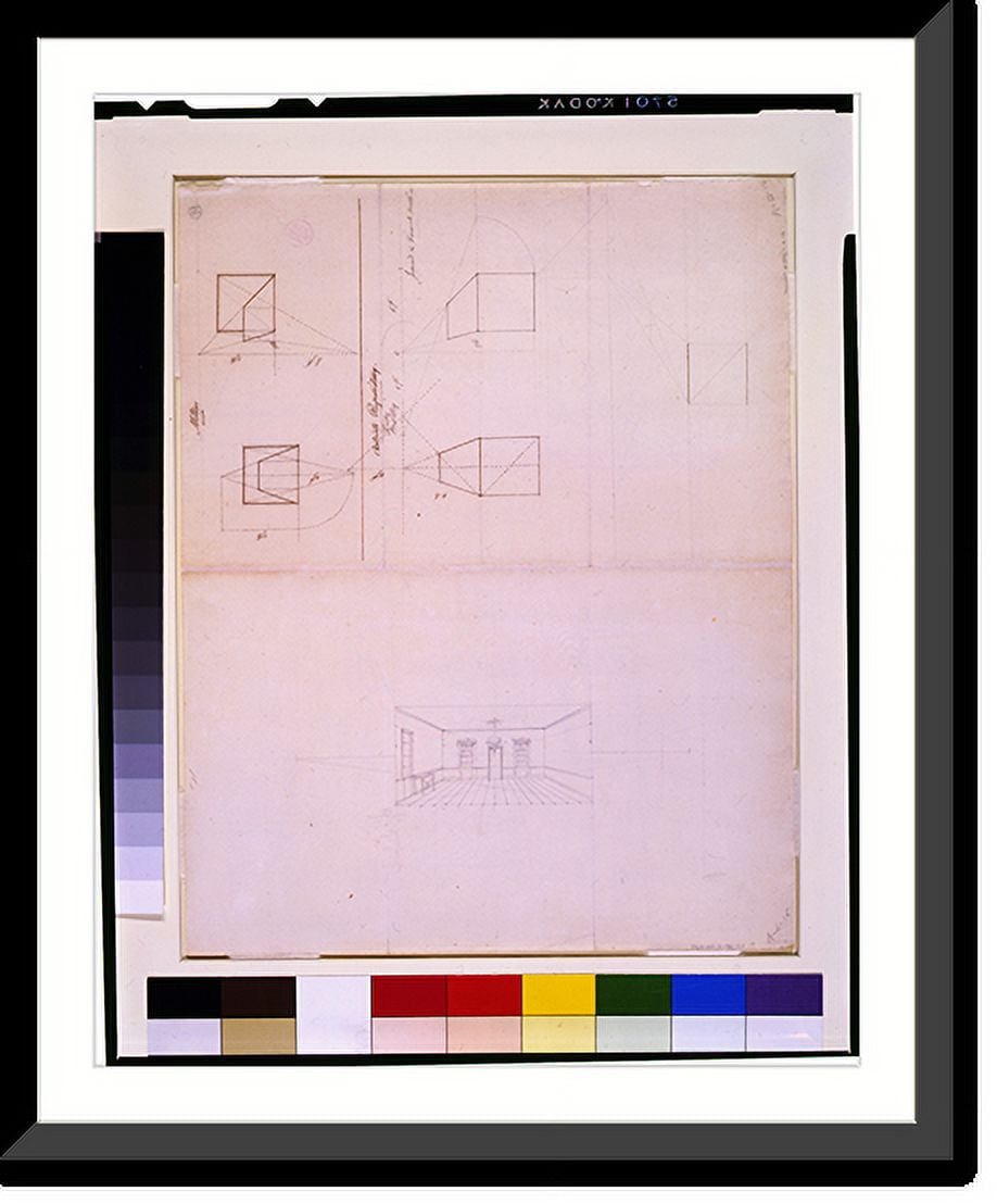 Historic Framed Print, [Geometrical diagrams relating to perspective ...