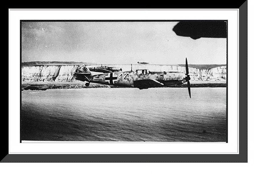 Historic Framed Print, German fighter planes (ME-109) flying over ...
