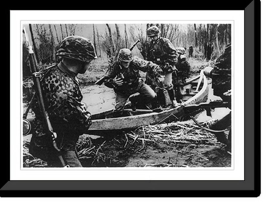 Historic Framed Print, [German reconnaissance unit in camouflage ...