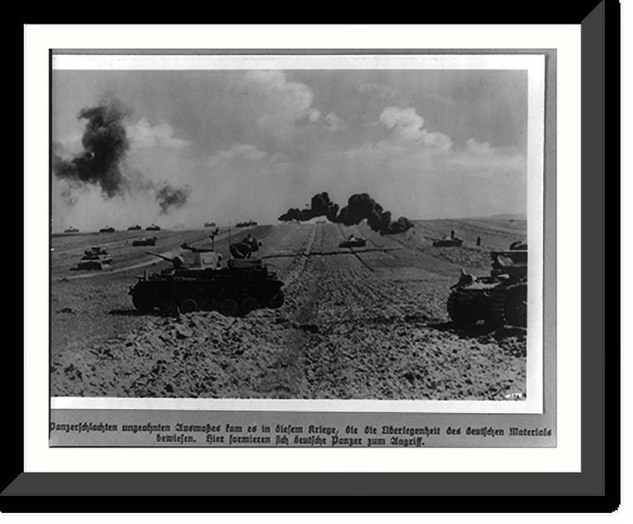 Historic Framed Print, [German tanks crossing flat fields in Ukraine ...