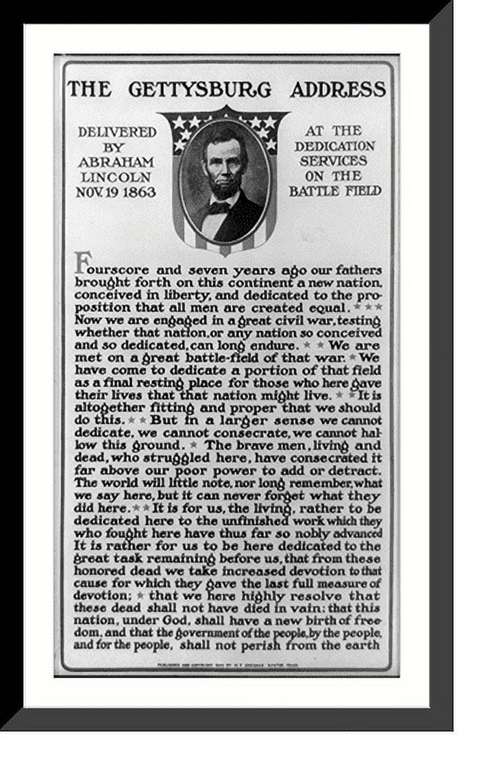 Historic Framed Print, The Gettysburg address delivered by Abraham Lincoln Nov. 19 1863 at the ...
