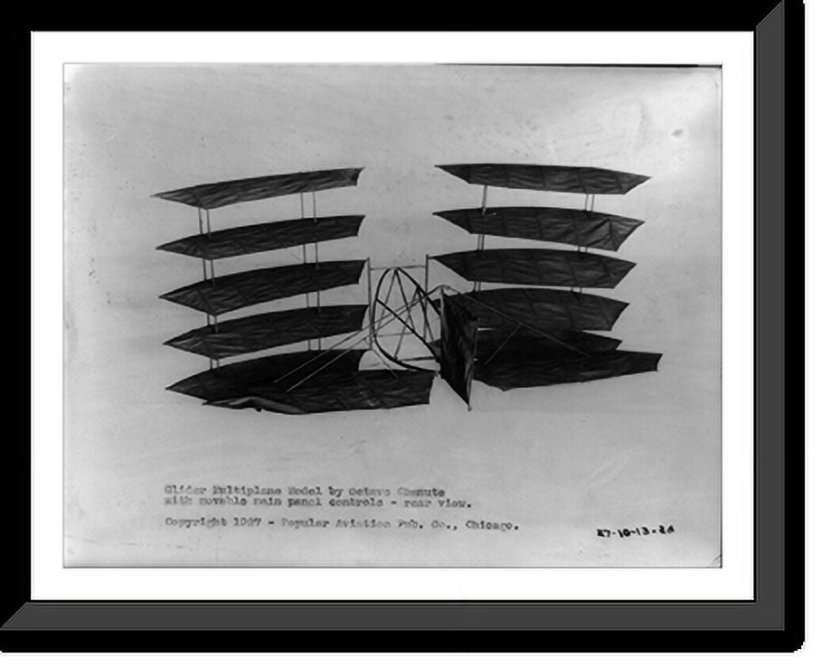 Historic Framed Print, Glider multiplane model by Octave Chanute, with ...