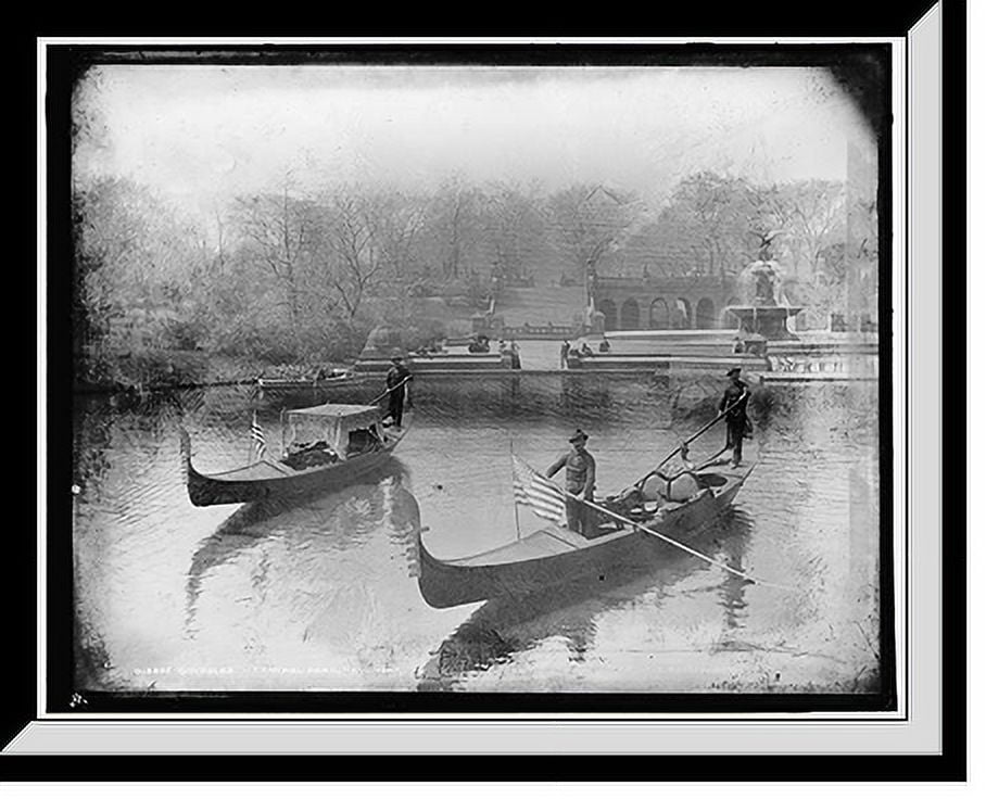Historic Framed Print, Gondolas in Central Park, New York, 17-7/8" x 21 ...
