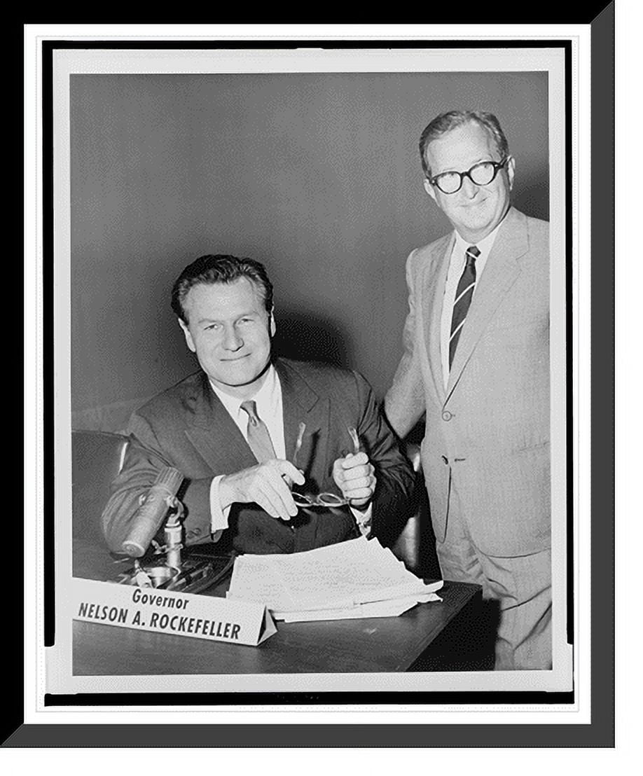 Historic Framed Print, [Governor Nelson Rockefeller and host Lawrence ...