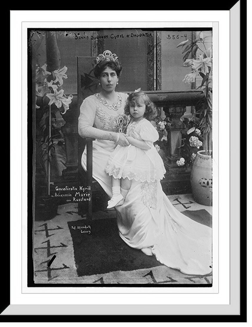 Historic Framed Print, Grand Duchess Cyril with daughter Princess Marie ...