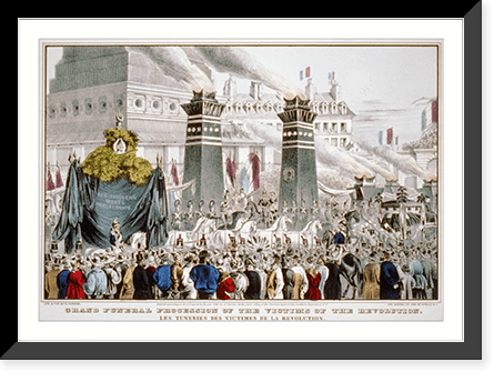 Historic Framed Print, Grand funeral procession of the victims of the ...