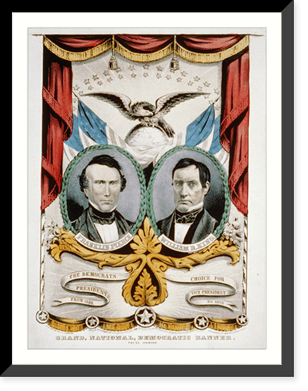 Historic Framed Print, Grand, national, Democratic banner: press onward ...