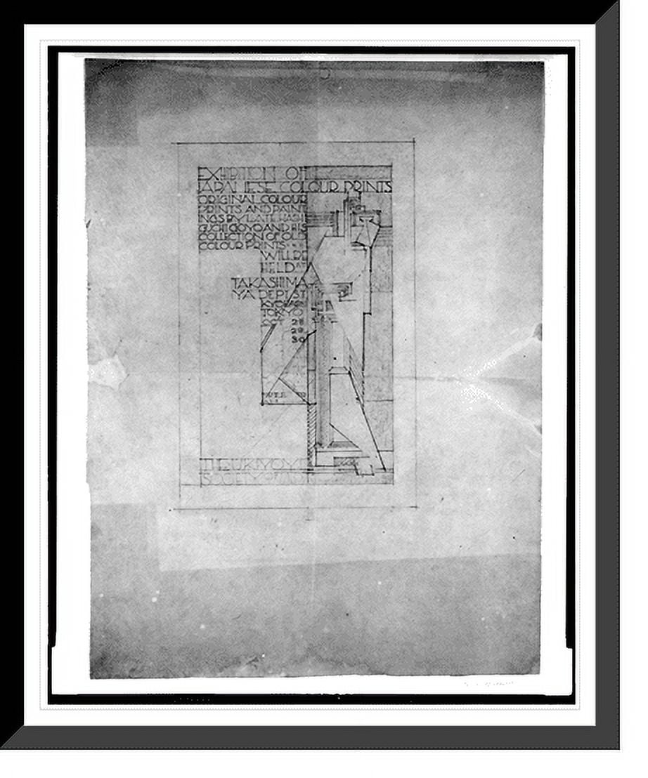 Historic Framed Print, Graphic design drawing for a poster for an ...
