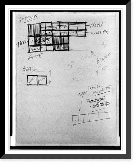 Historic Framed Print, [Gridded wall section of Case Study House No. 9 ...