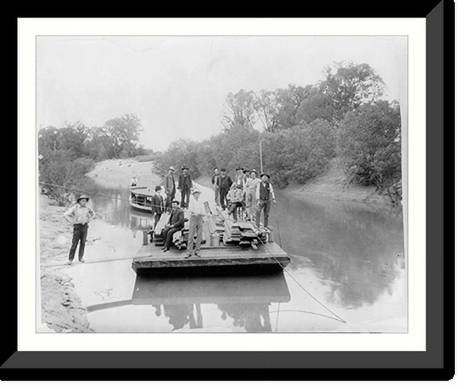 Historic Framed Print, [Group of men on raft], 17-7/8" x 21-7/8 ...